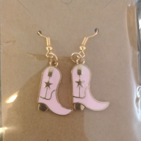 Jewelry | Gold And Pink Cowboy Boot Earrings | Poshmark
